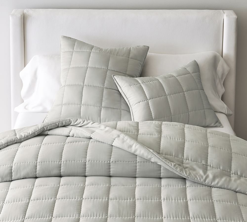 TENCEL™ Box Stitch Quilted Sham | Pottery Barn