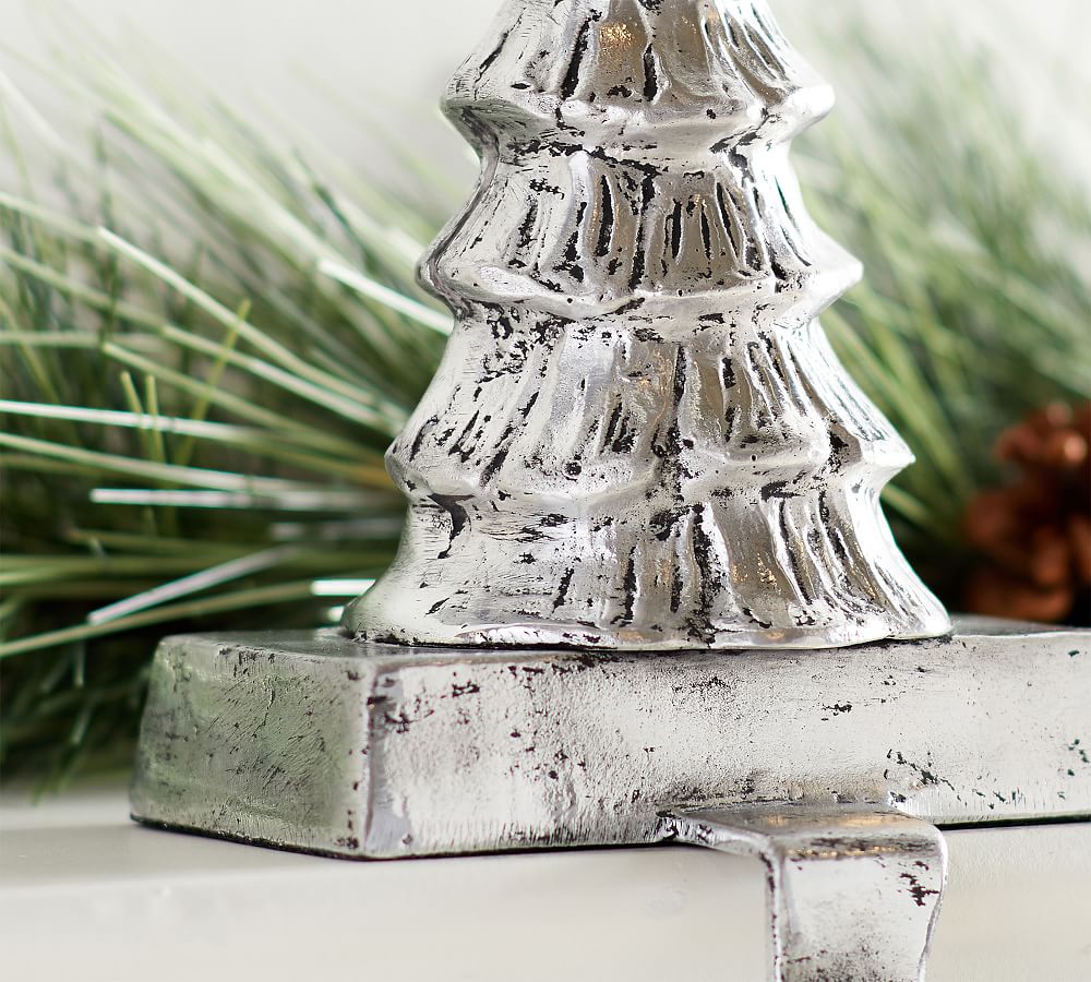 Antique Silver Nostalgic Figurine Stocking Holders | Pottery Barn