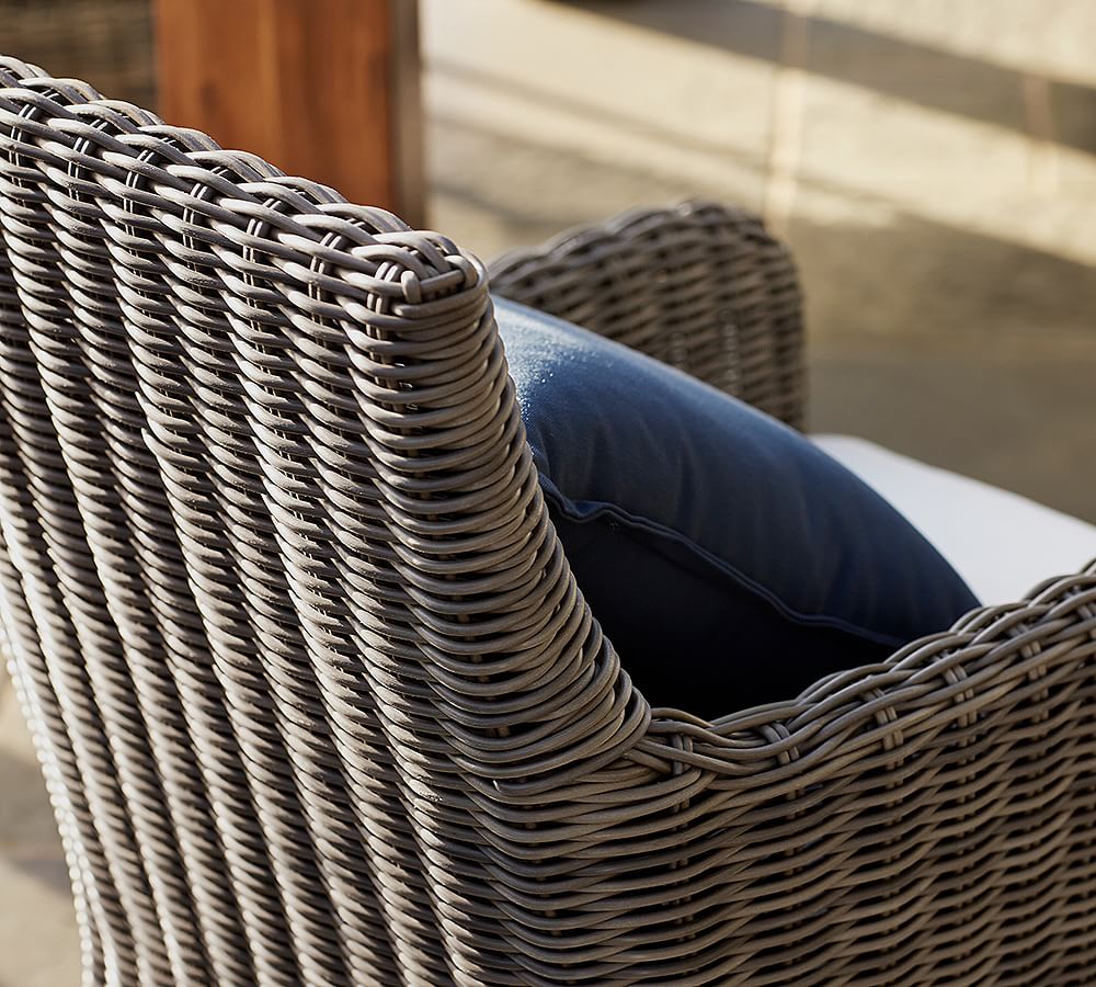 Huntington Wicker Roll Arm Outdoor Dining Chair | Pottery Barn