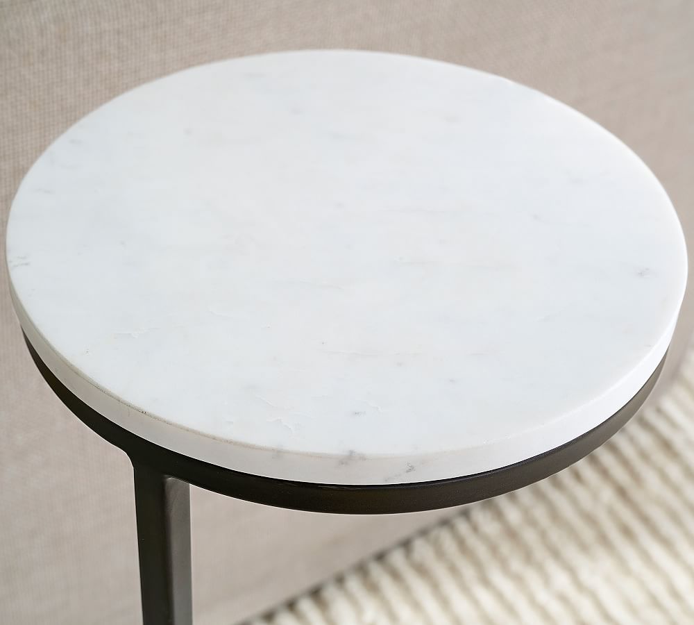 Delaney Round Marble C-Table | Pottery Barn