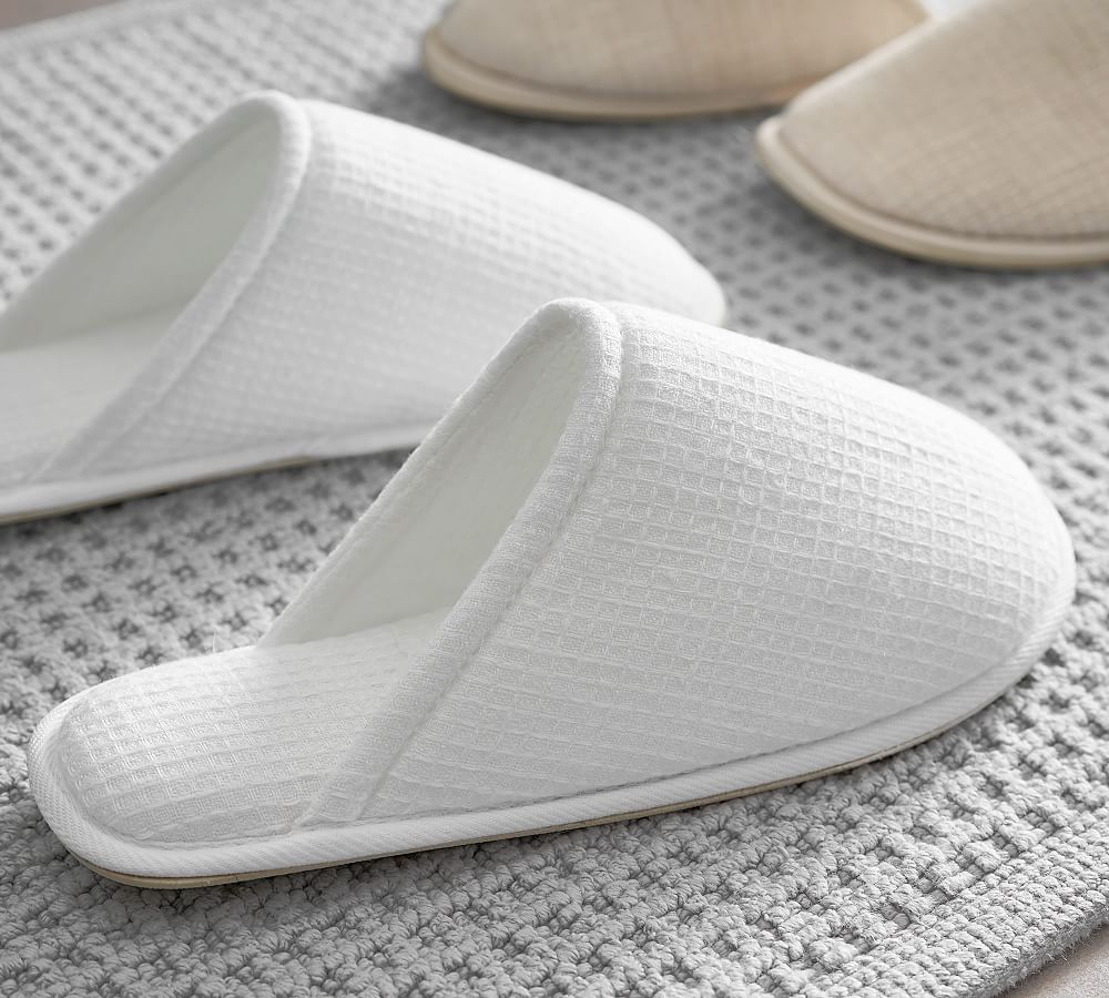 Belgian Flax Linen Waffle Slippers | Pottery Barn
