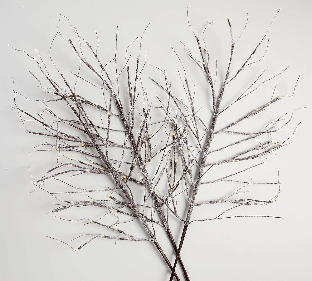 Lit Frosted Twig Bundle - Set of 3 | Pottery Barn