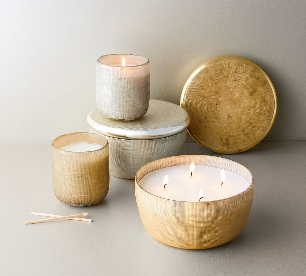Textured Modern Glass Candles | Pottery Barn