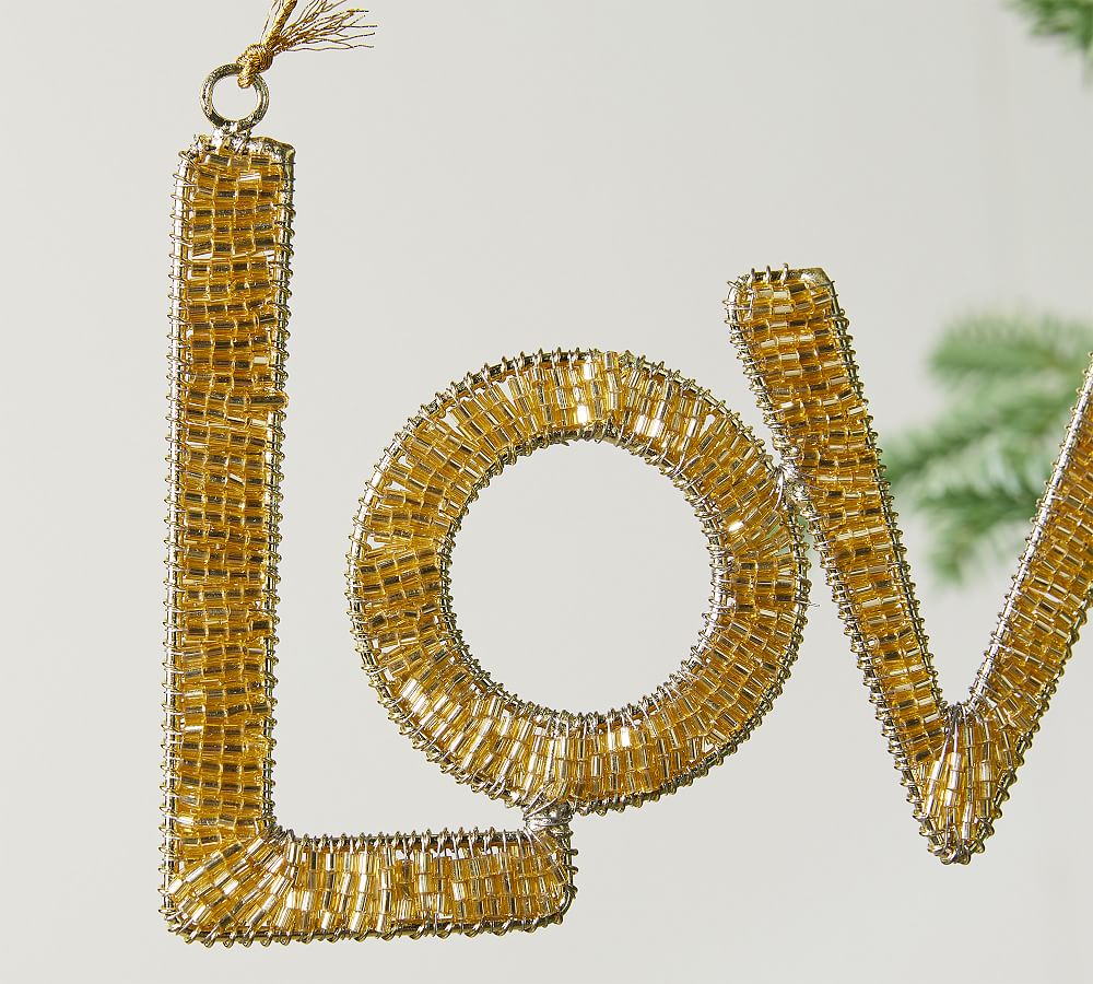 Beaded Love & Joy Ornaments | Pottery Barn