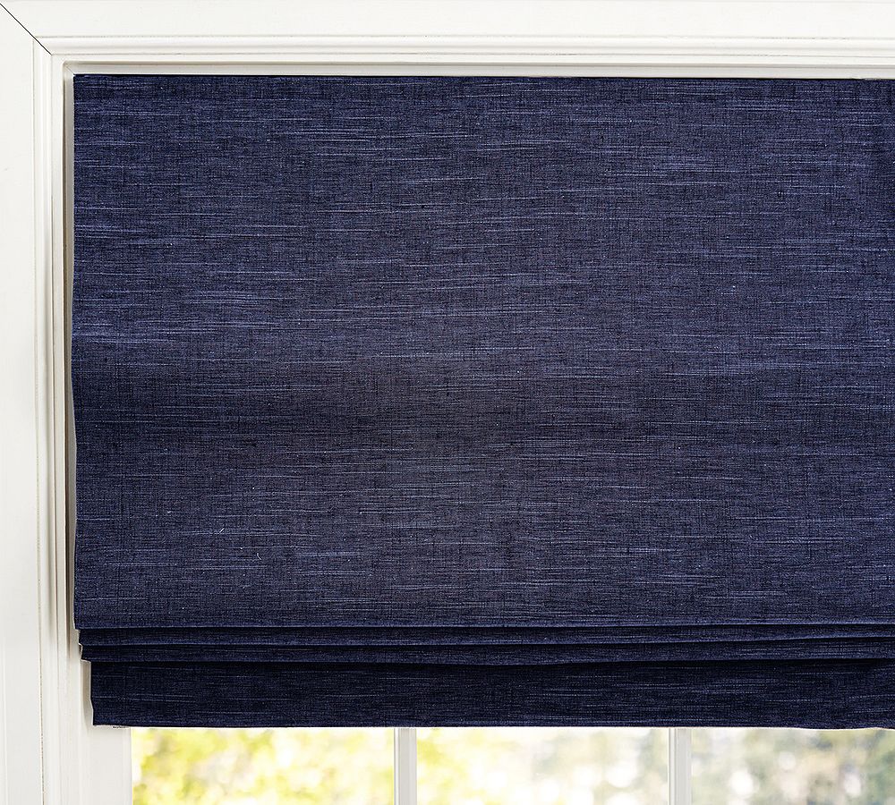 Custom Emery Linen Cordless Roman Blackout Shade | Pottery Barn