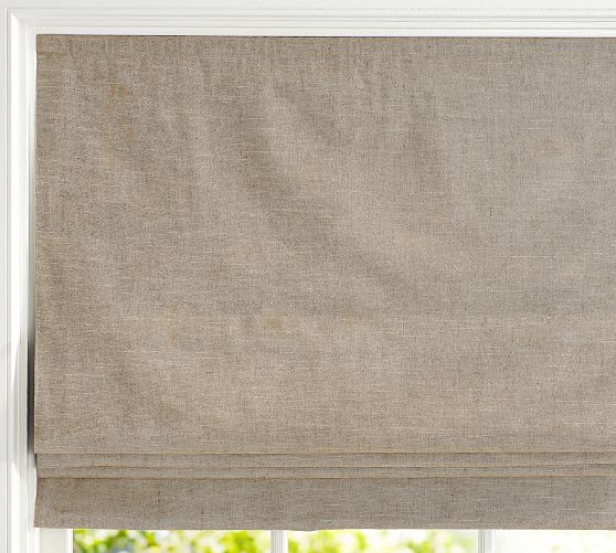 Custom Emery Linen Cordless Roman Blackout Shade | Pottery Barn