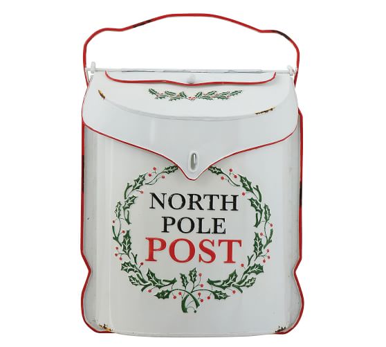North Pole Post Metal Wall Mailbox | Pottery Barn