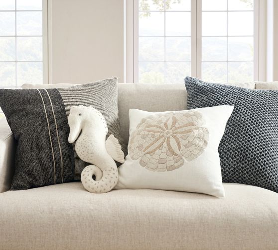 Sand Dollar Embroidered Throw Pillow | Pottery Barn