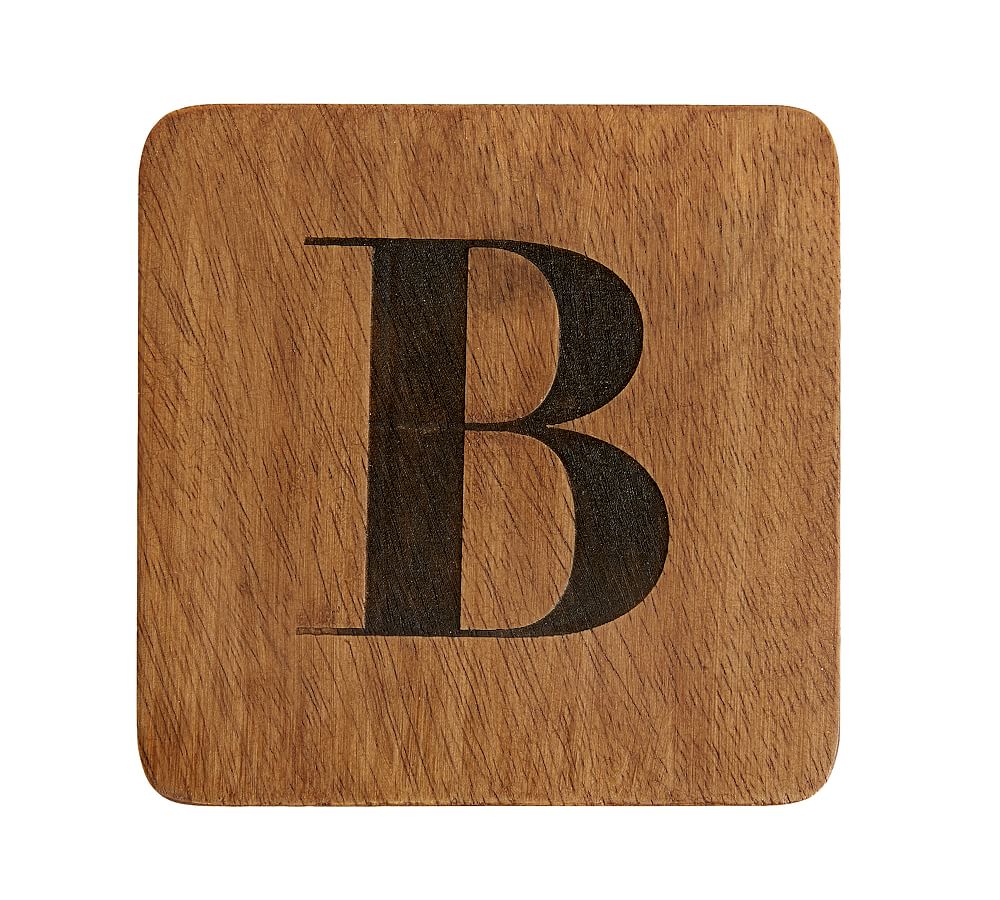 Alphabet Wood Coasters, Set of 4 | Pottery Barn