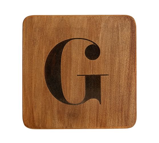 Alphabet Wood Coasters, Set of 4 | Pottery Barn