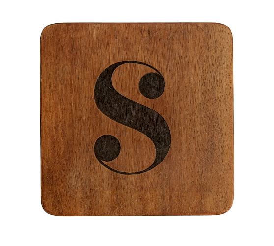 Alphabet Wood Coasters, Set of 4 | Pottery Barn