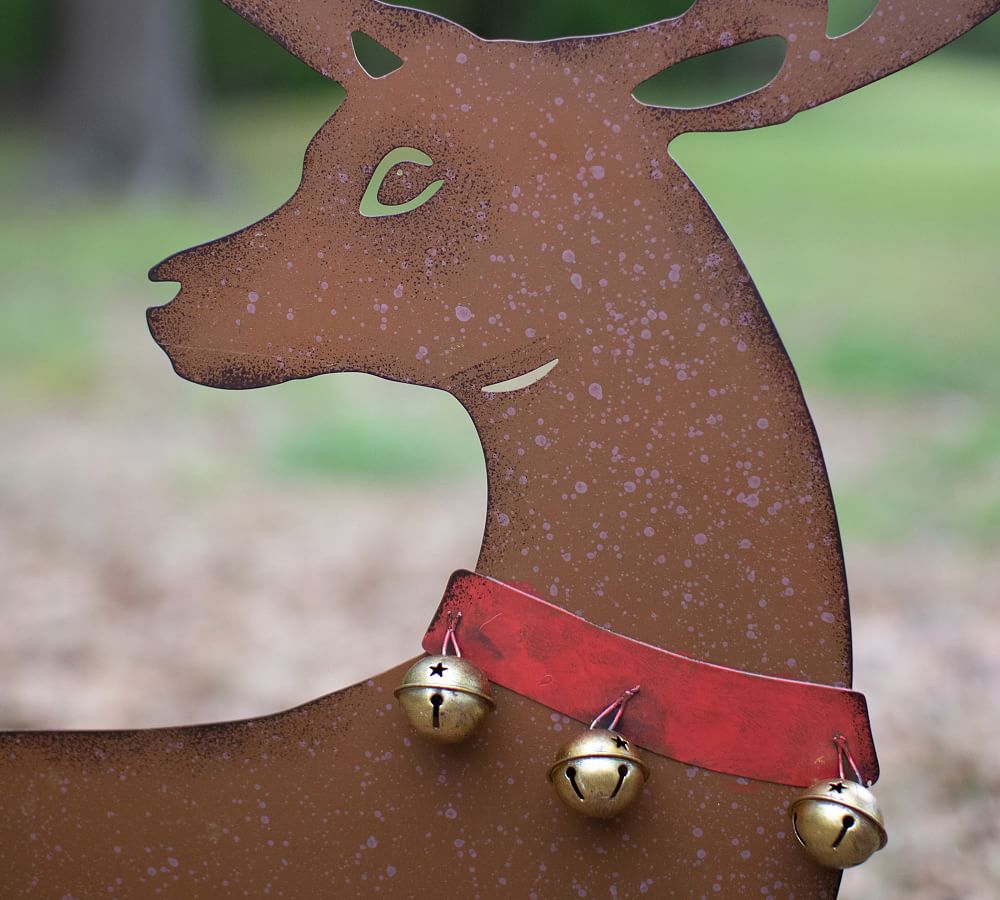 Rustic Reindeer Yard Object with Red Birds - Set of 2 | Pottery Barn