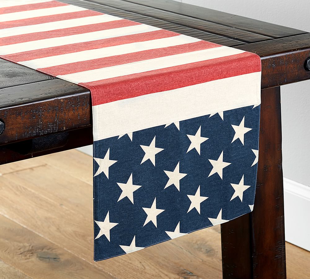 American Flag Linen/Cotton Table Runner | Pottery Barn