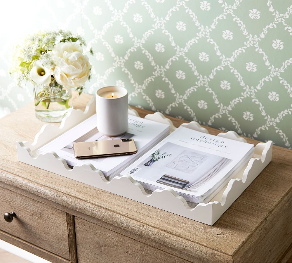 Julia Berolzheimer Scalloped Handcrafted Lacquered Trays | Pottery Barn Julia Berolzheimer Scalloped Handcrafted Lacquered Trays | Pottery Barn