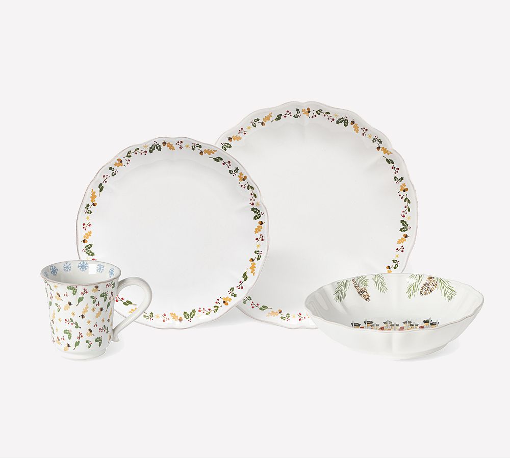 Nutcracker Handcrafted Stoneware Rim 16 -Piece Dinnerware Set | Pottery ...