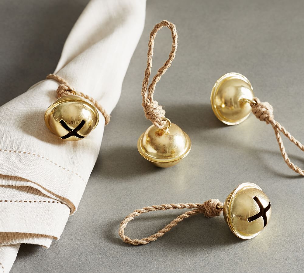 Jingle Bell Twine Napkin Rings, Set of 4 | Pottery Barn