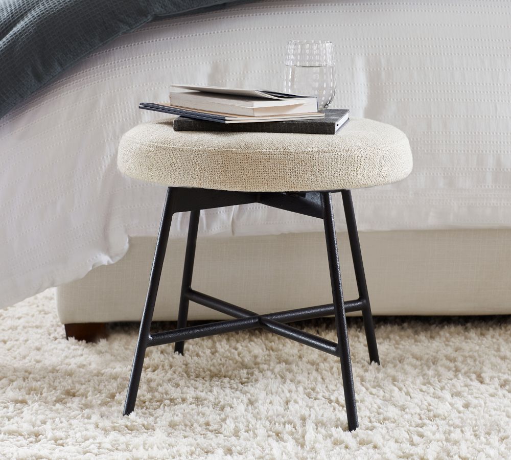 Maison Round Upholstered Swivel Accent Stool | Pottery Barn