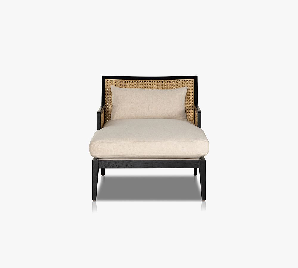 Lisbon Upholstered Cane Chaise Lounge | Pottery Barn