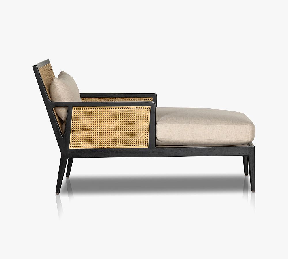 Lisbon Upholstered Cane Chaise Lounge | Pottery Barn