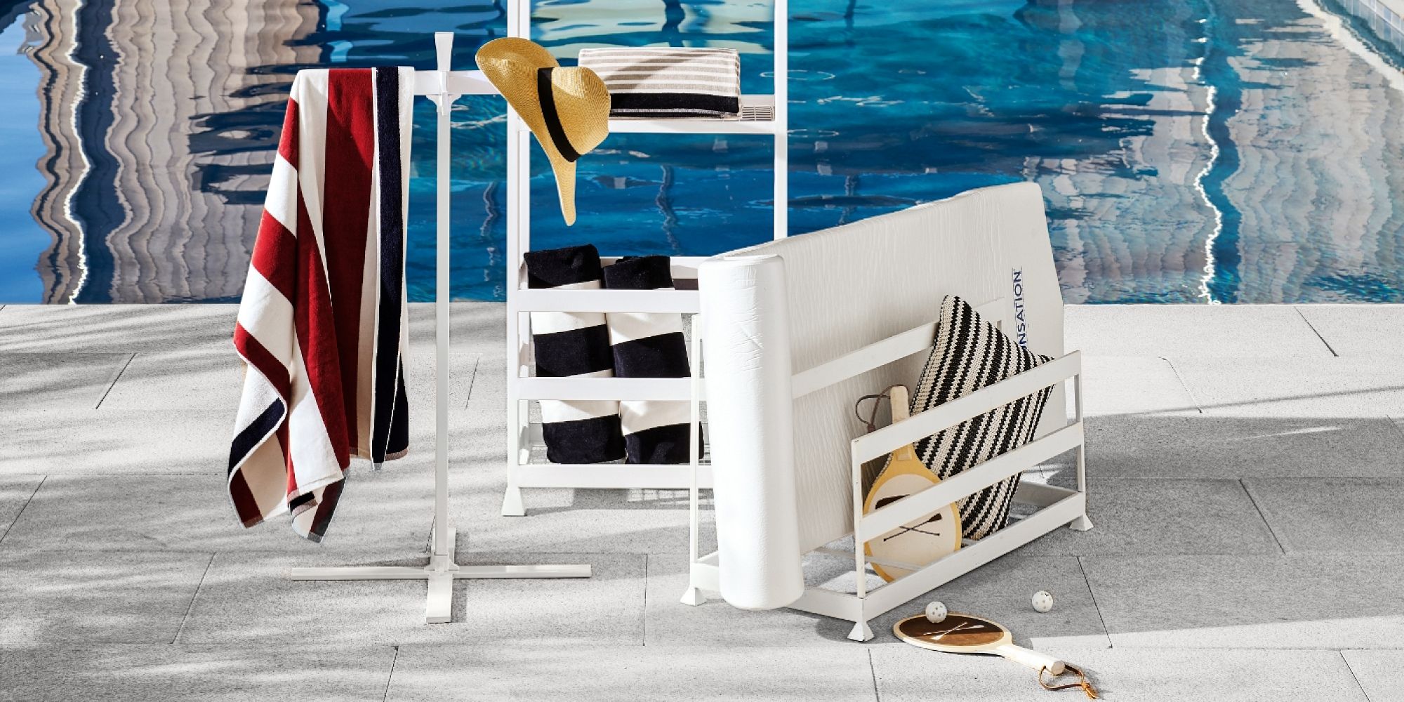 Malibu Pool Storage Towel Stand | Pottery Barn