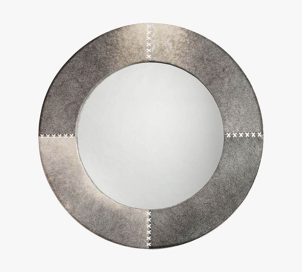 Aaden Round Hide Wall Mirror | Pottery Barn