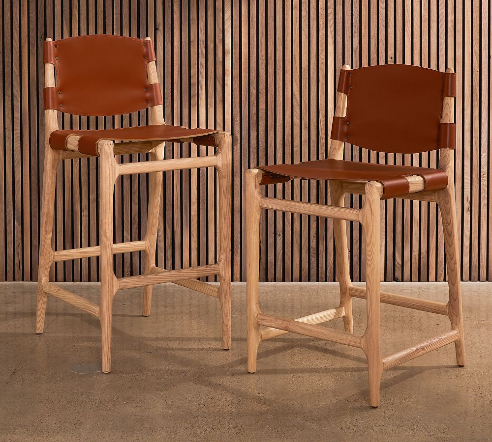 Izzy Leather Stool | Pottery Barn