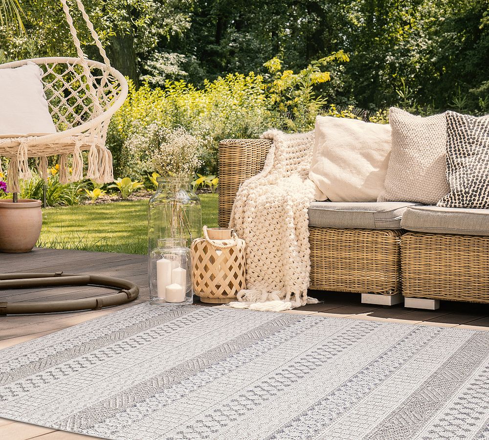 Meryem Striped Outdoor Rug | Pottery Barn