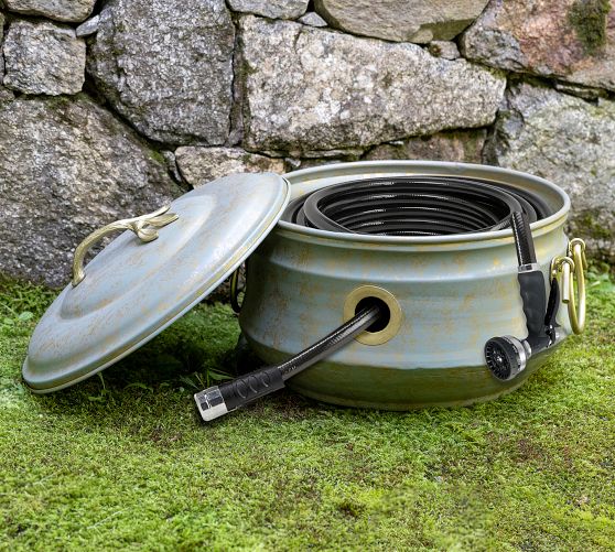 Fiorella Blue Verde Hose Pot with Lid | Pottery Barn