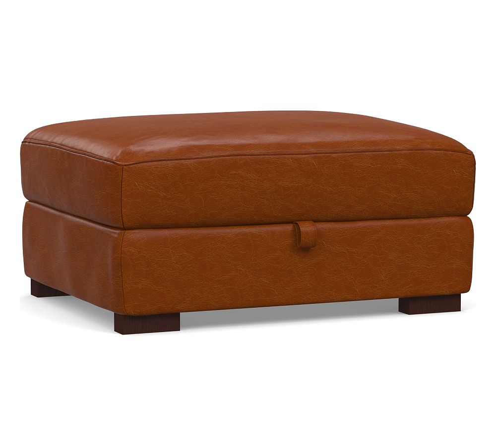 OPEN BOX: Turner Leather Storage Ottoman, Polyester Wrapped Cushions ...