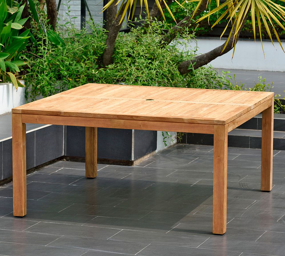 Saladano 9-Piece Teak Square Dining Table Set | Pottery Barn