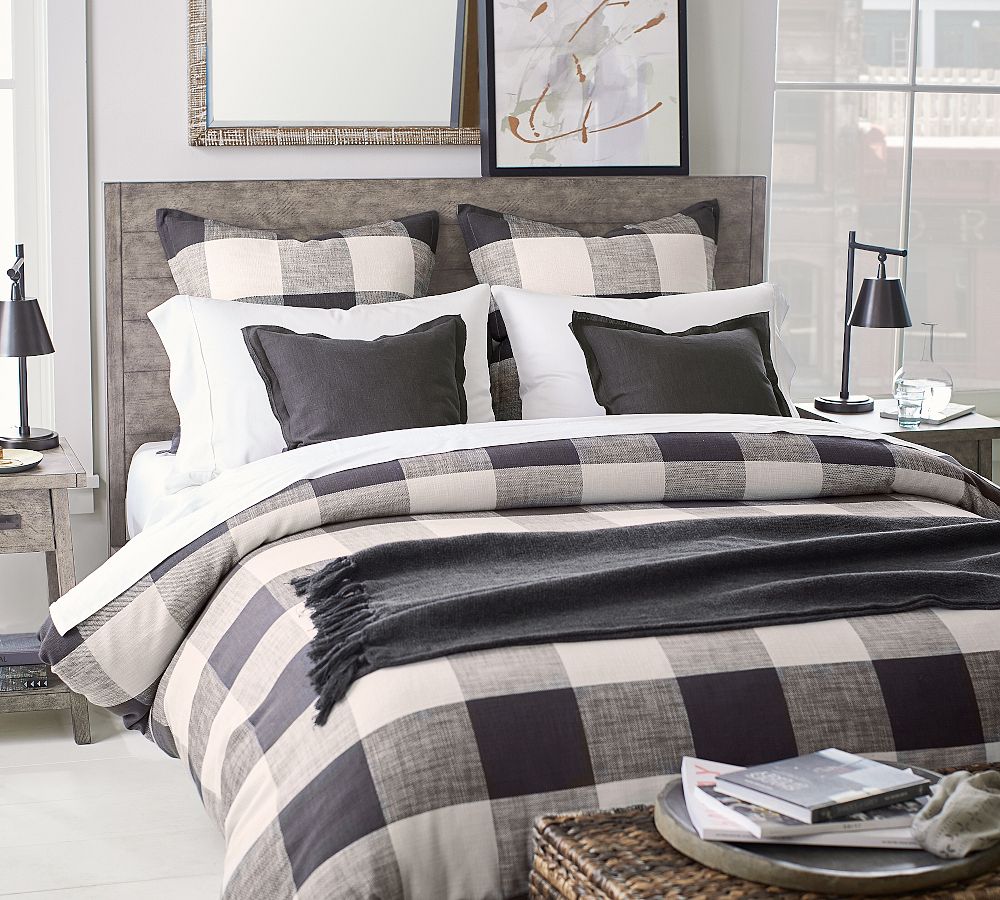 Charcoal Bryce Buffalo Check Patterned Duvet Cover & Sham | Pottery Barn