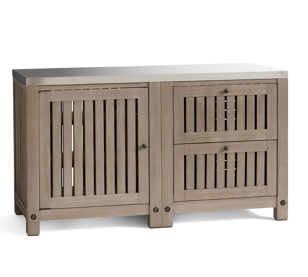 Abbott Outdoor Kitchen FSC® Acacia Two-Drawer & Single-Door Cabinet ...
