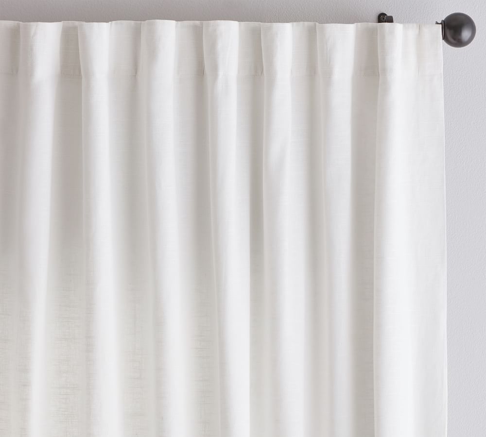 Custom Emery Linen Blackout Curtain - White | Pottery Barn