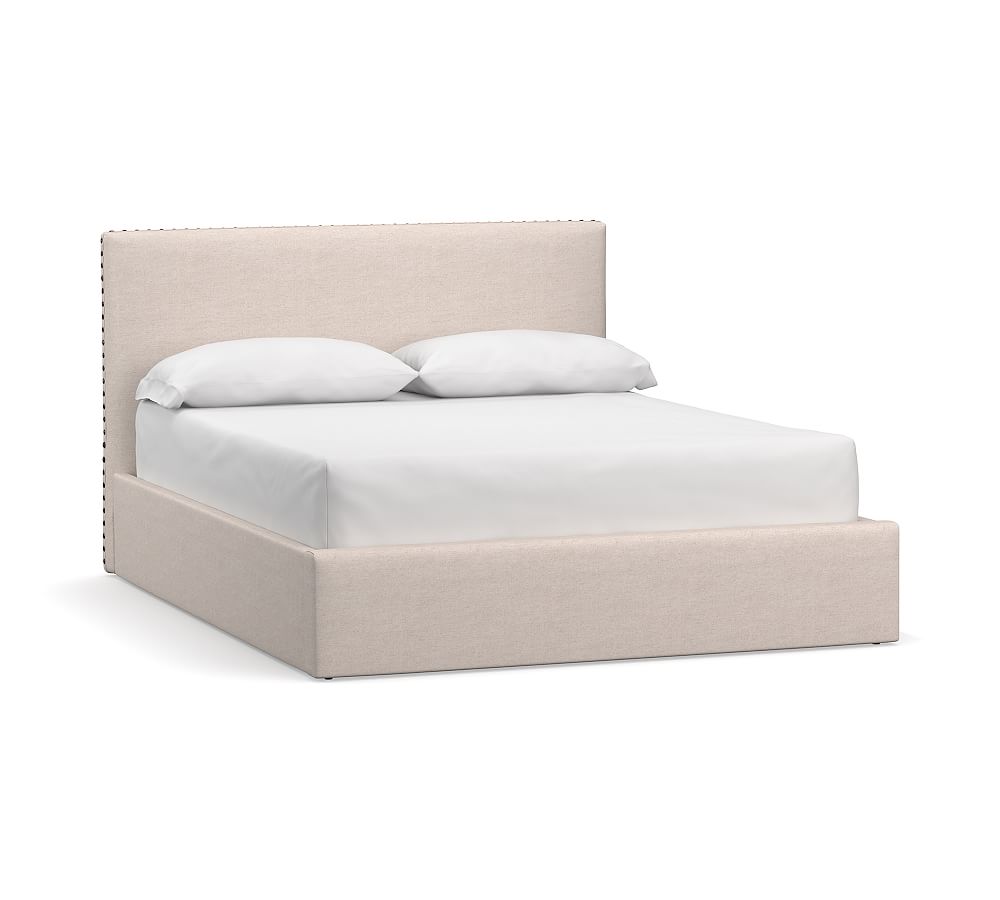 Raleigh Square Upholstered Low Platform Bed | Pottery Barn
