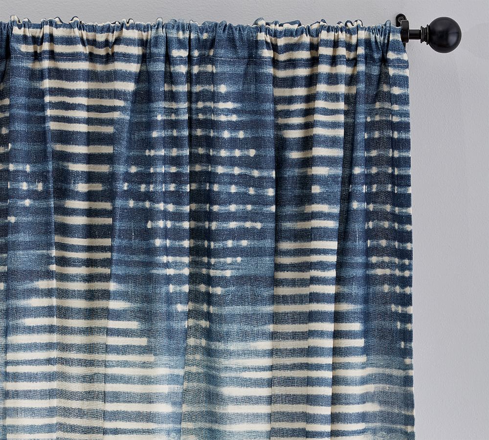 OPEN BOX: Shibori Diamond Linen/Cotton Rod Pocket Curtain | Pottery Barn