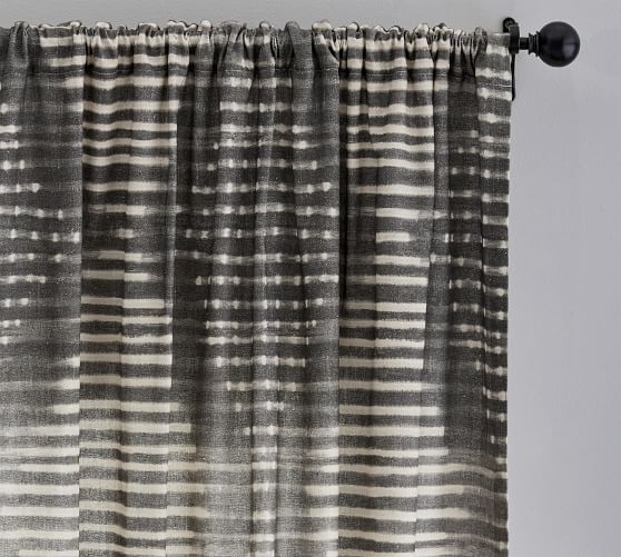 OPEN BOX: Shibori Diamond Linen/Cotton Rod Pocket Curtain | Pottery Barn