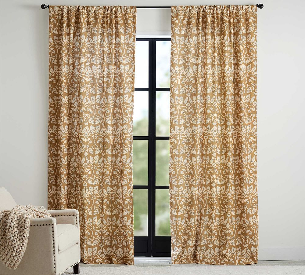 Zama Print Linen/Cotton Rod Pocket Curtain | Pottery Barn