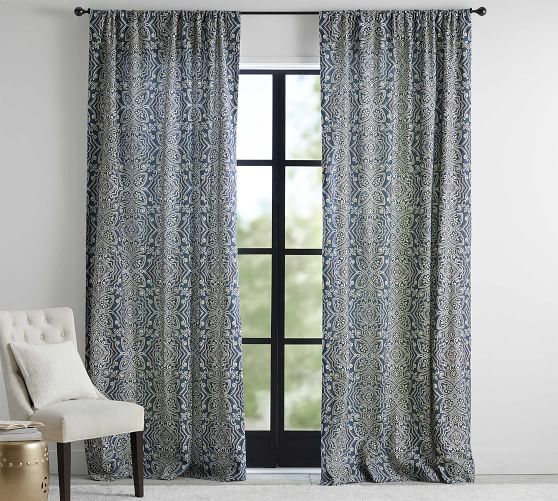 OPEN BOX: Emina Print Linen/Cotton Rod Pocket Curtain | Pottery Barn