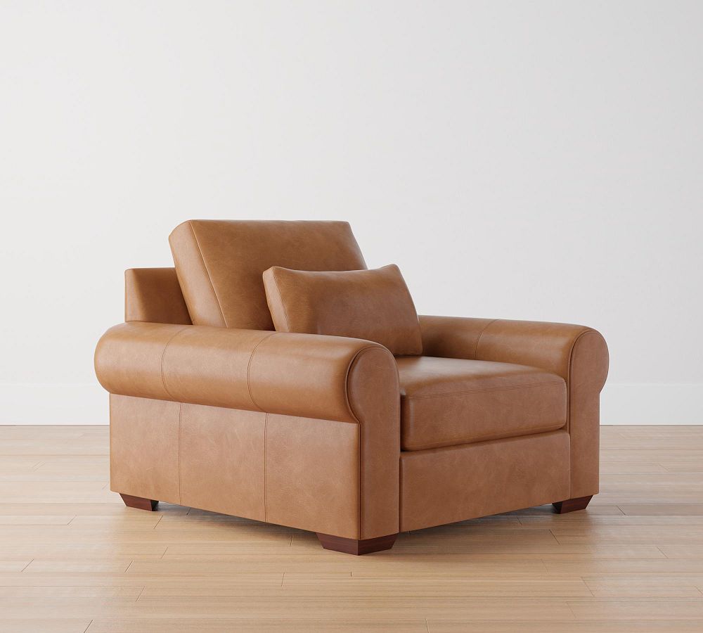 Big Sur Roll Arm Deep Seat Leather Armchair | Pottery Barn