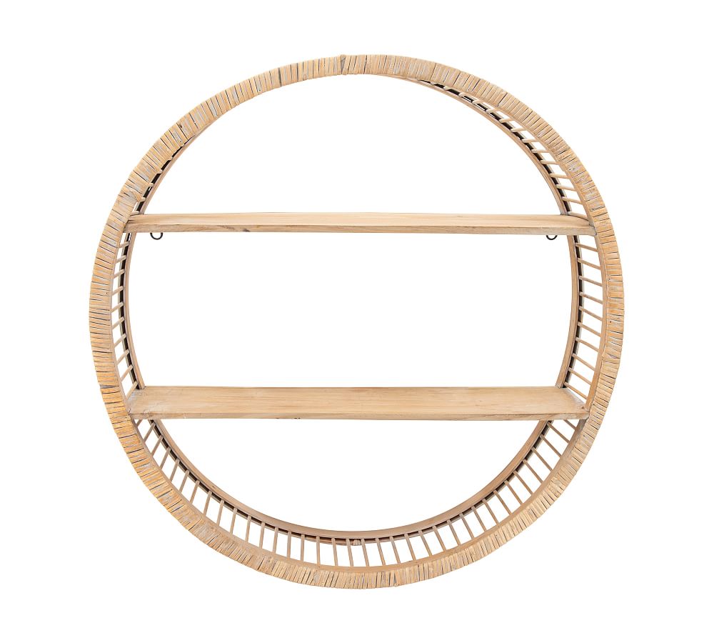 Addie Round Rattan 2-Tier Wall Shelf | Pottery Barn