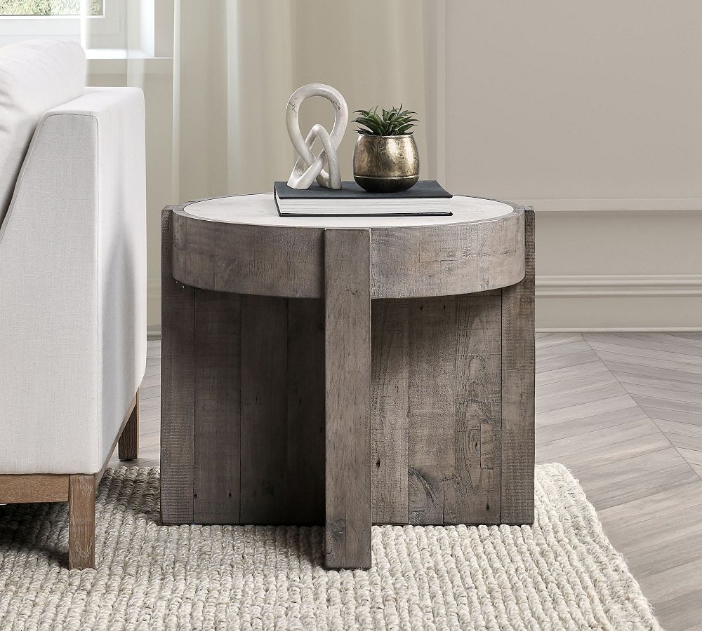 Opal Round Reclaimed Wood Accent Table | Pottery Barn