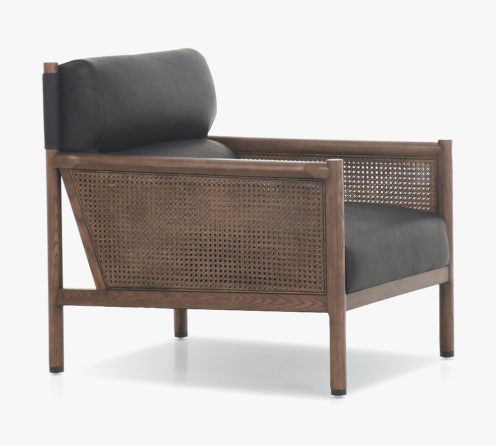 Rowan Cane Leather Armchair | Pottery Barn