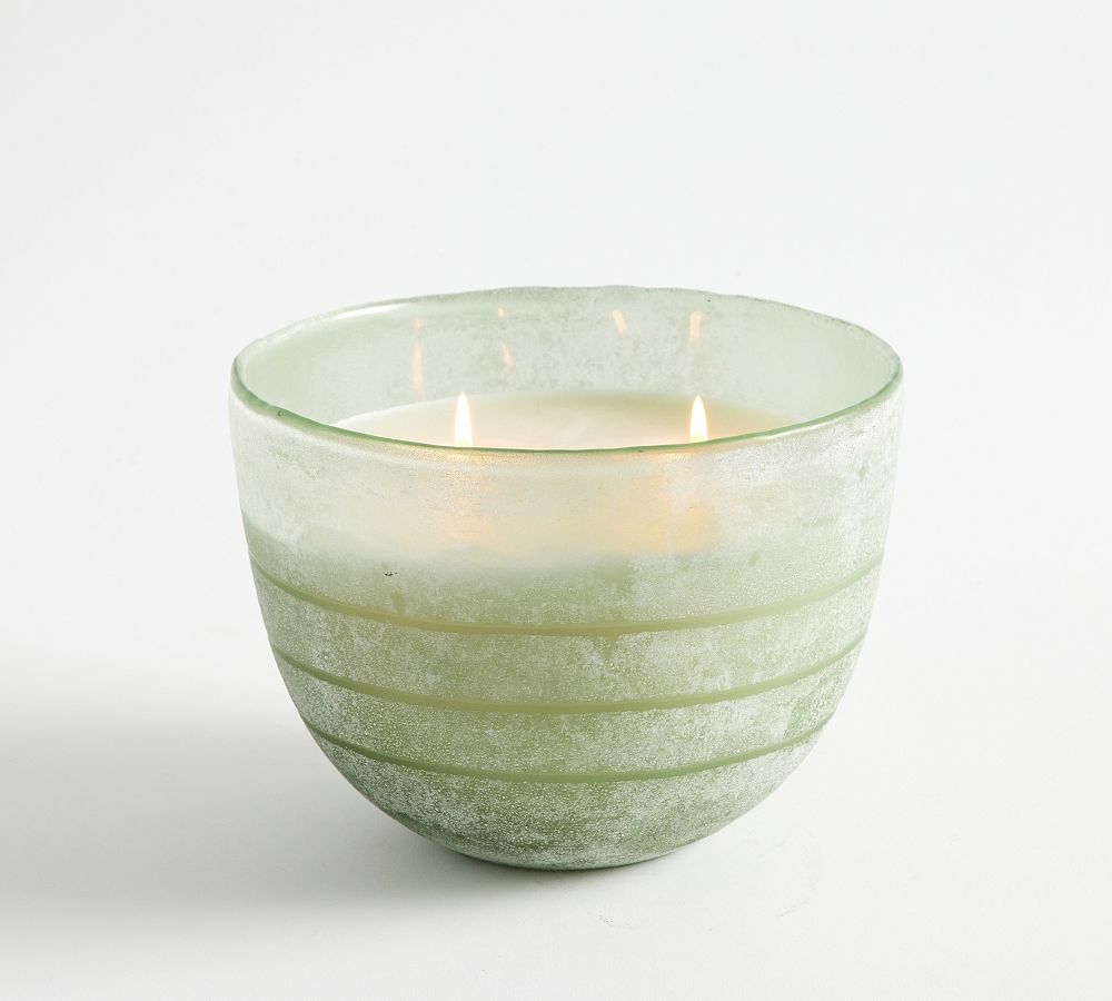 Etched Frosted Glass Scented Candle - Fig & Sandalwood | Pottery Barn