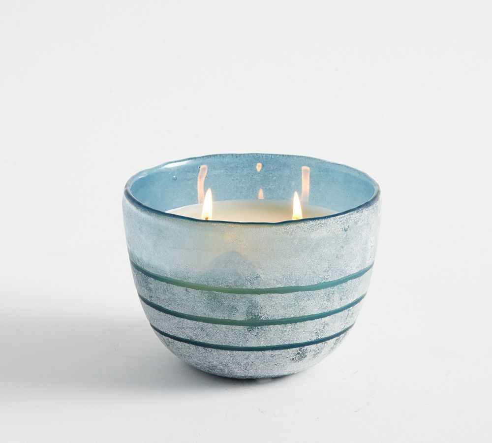 Etched Frosted Glass Scented Candle - Fig & Sandalwood | Pottery Barn