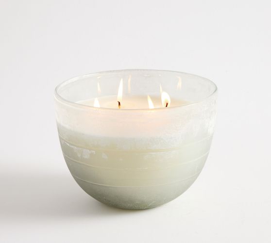 Etched Frosted Glass Scented Candle - Fig & Sandalwood | Pottery Barn