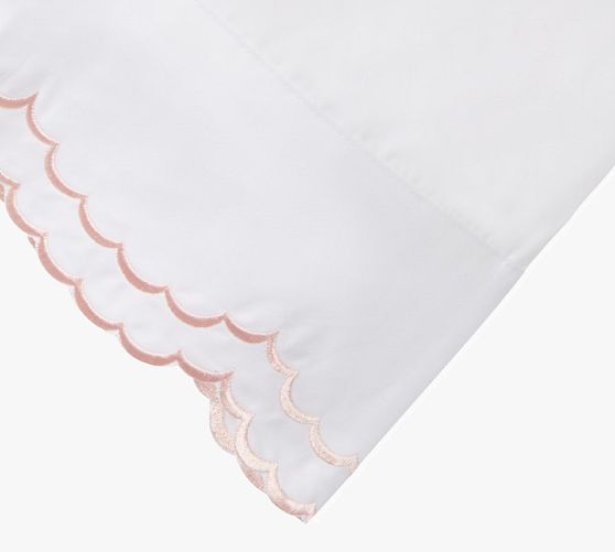 Maci Double Scalloped Percale Embroidered Sheet Set | Pottery Barn
