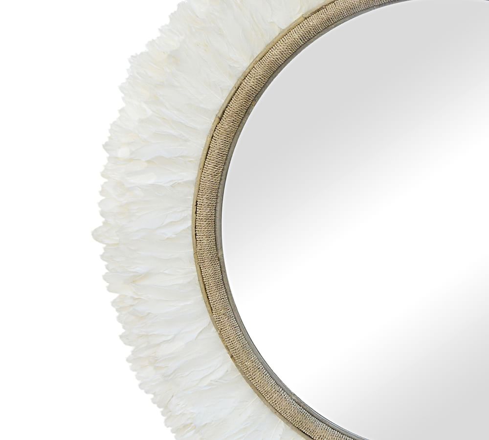 Penelope Round Feather & Jute Wall Mirror | Pottery Barn