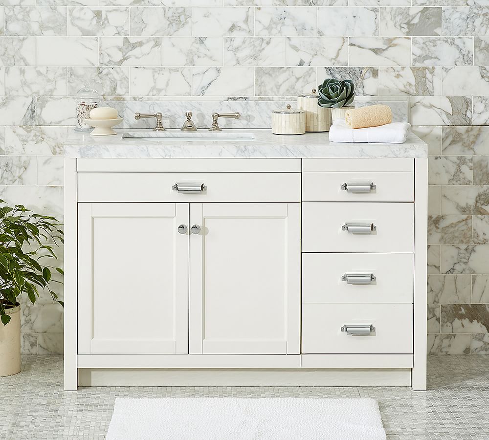 Davis Asymmetric Single Sink Vanity – 48.25" | Pottery Barn