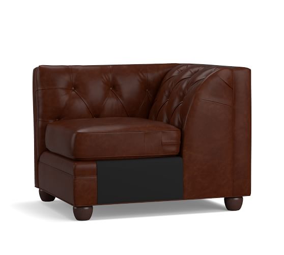 Build Your Own Chesterfield Square Arm Leather Sectional | Pottery Barn