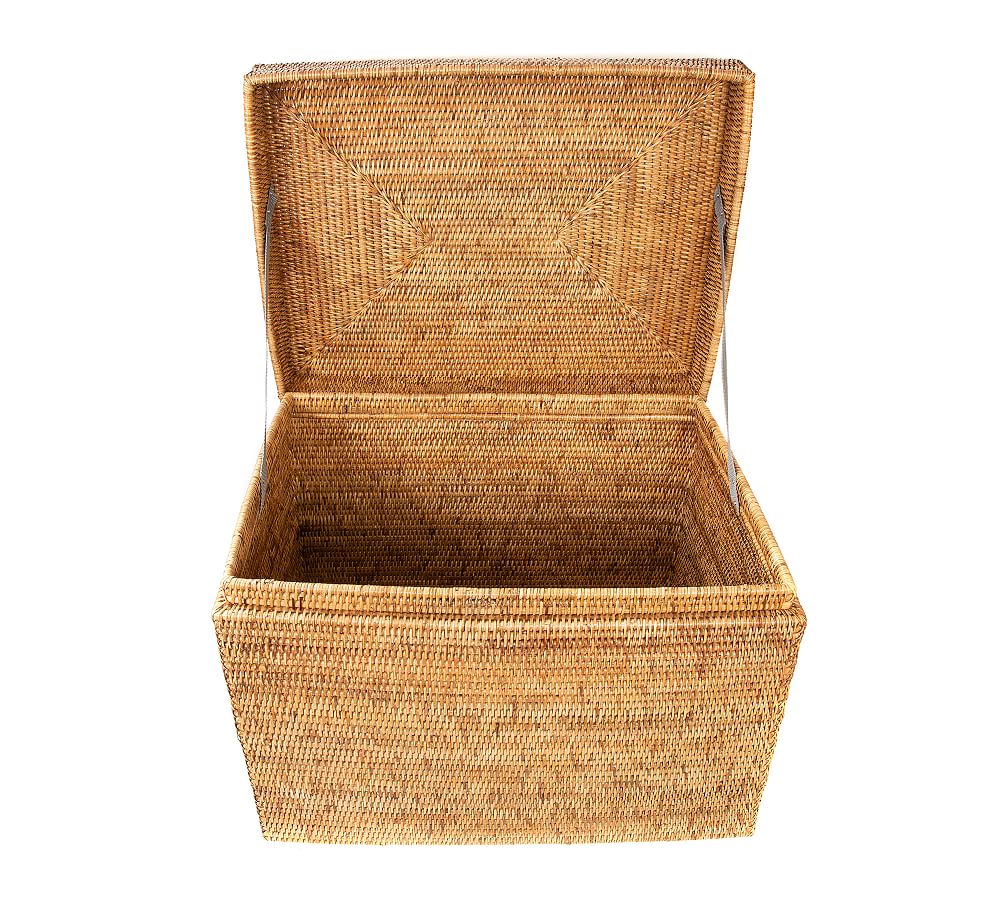 Tava Handwoven Rattan Rectangular Hinged Chest | Pottery Barn